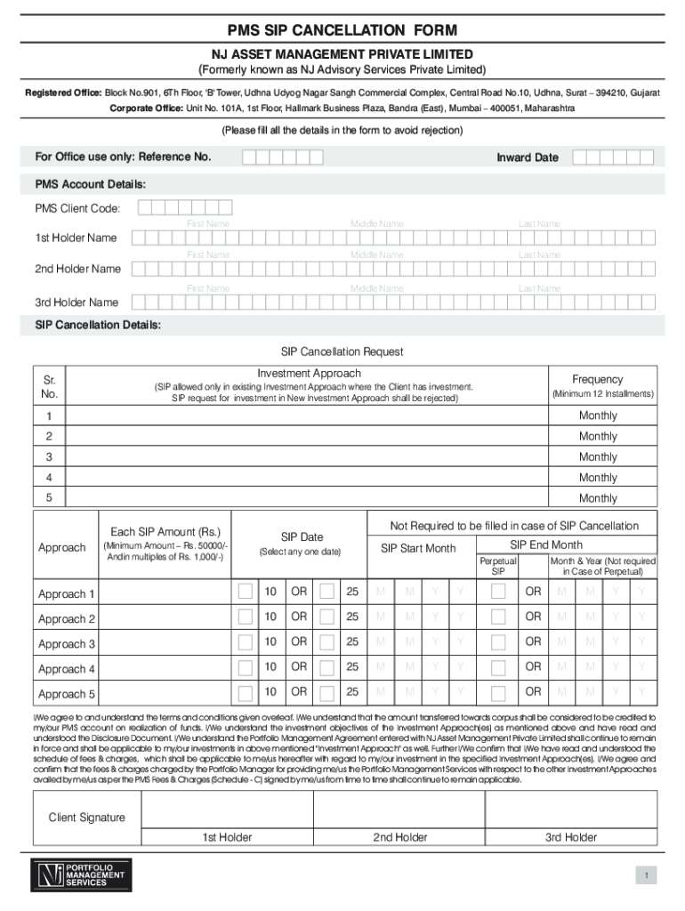 Fillable Online PMS SIP CANCELLATION FORM - AMC Fax Email Print - pdfFiller