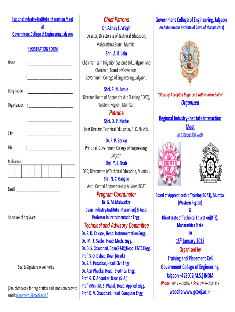 Fillable Online GCoE, Jalgaon: New Students Welcome Page Fax Email ...