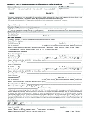 Fillable Online franklin templeton mutual fund - common application form Fax Email Print - pdfFiller