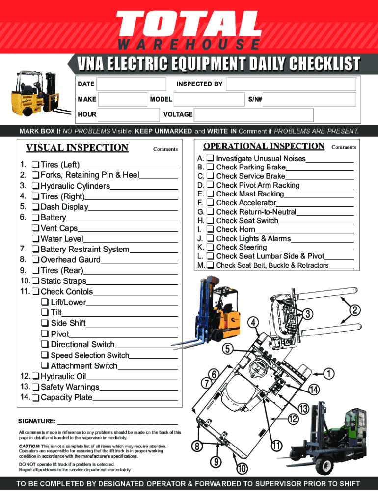 Fillable Online EQUIPMENT DAILY CHECKLIST AND SAFETY INSPECTION ... Fax ...