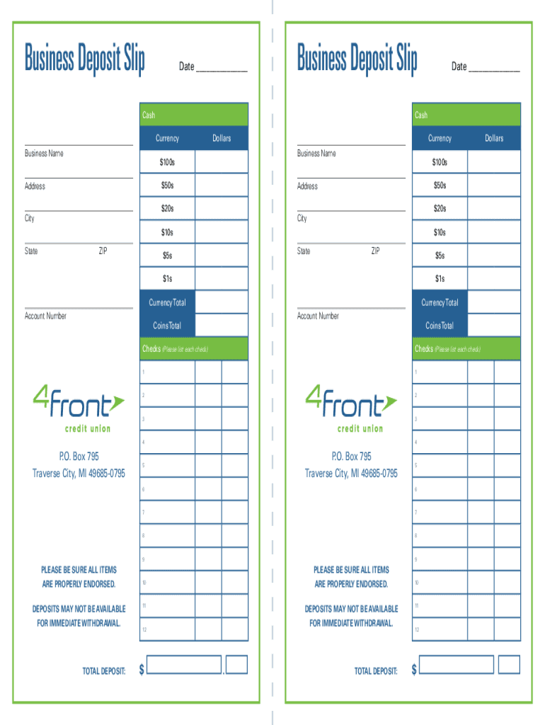 Fillable Online Business Deposit Slip Fax Email Print - pdfFiller