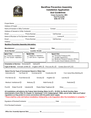 Fillable Online backflow-installation-application-form town of franklin ...