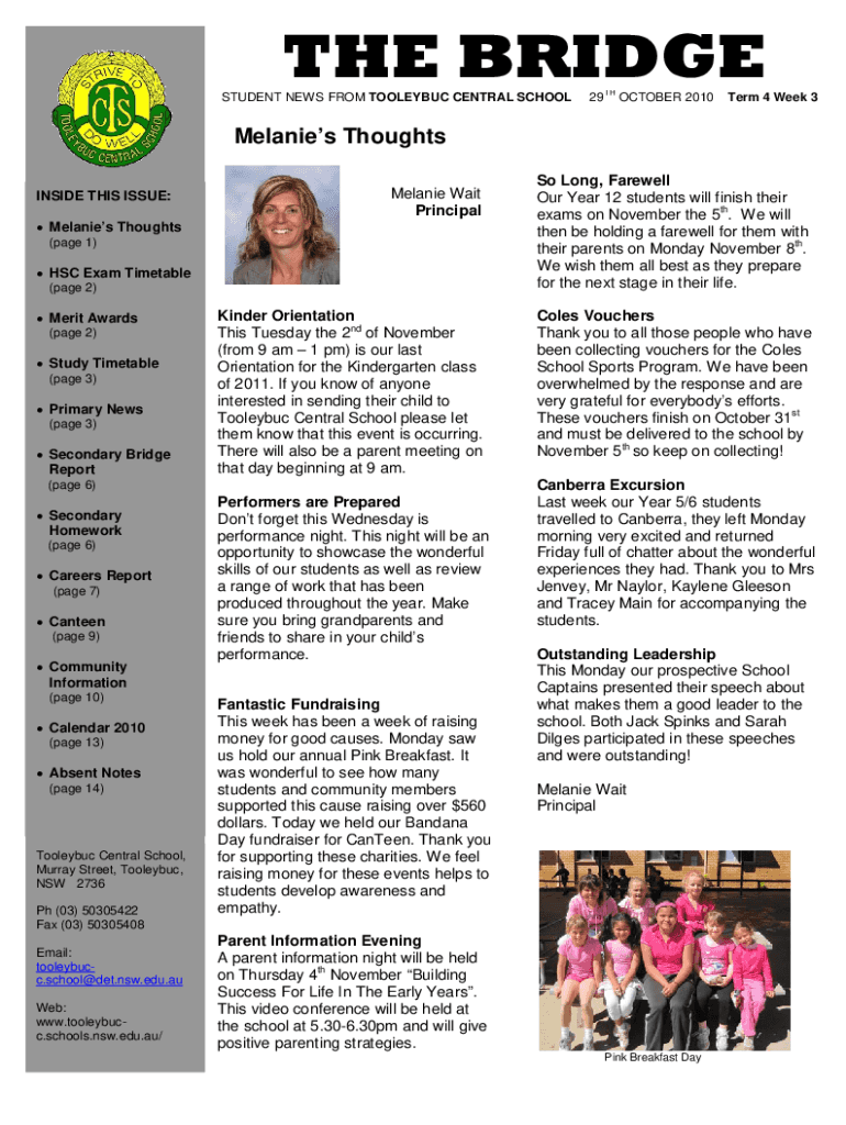 Fillable Online The Bridge - Tooleybuc Central School Fax Email Print ...