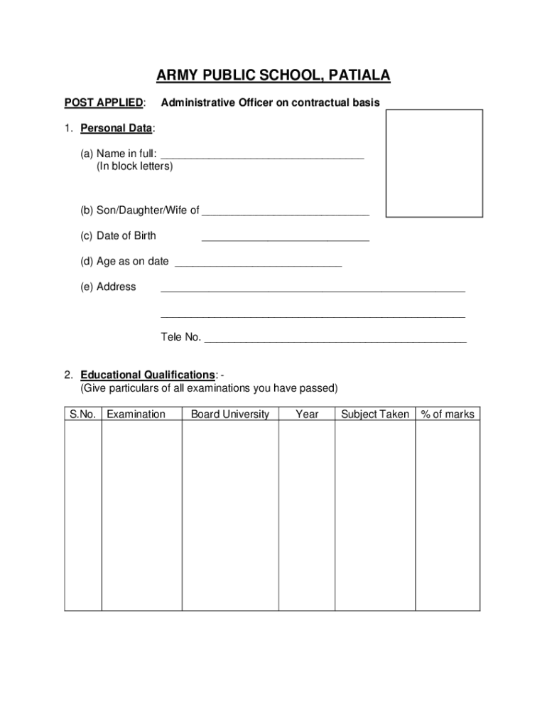 Fillable Online army public school, patiala application form for ...