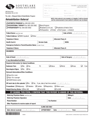 Fillable Online Rehabilitation Referral Fax Email Print - pdfFiller