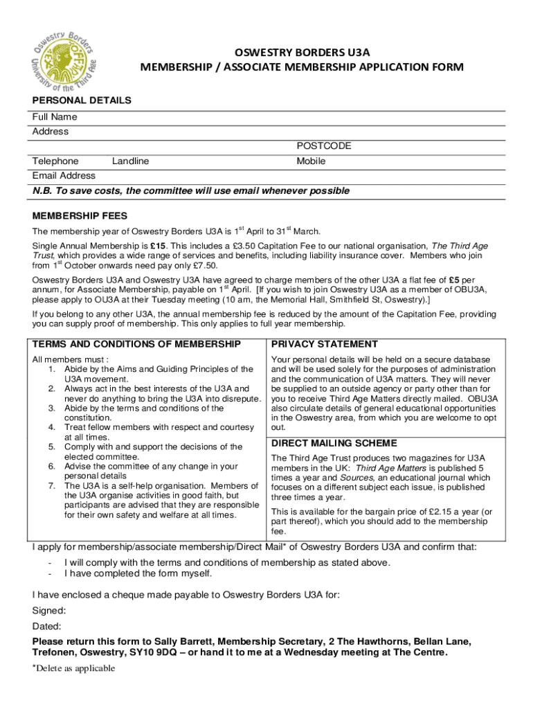 Fillable Online please complete the form overleaf - Oswestry Borders ...