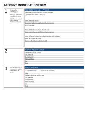 Fillable Online ACCOUNT MODIFICATION FORM - Benefit Street Partners Fax ...