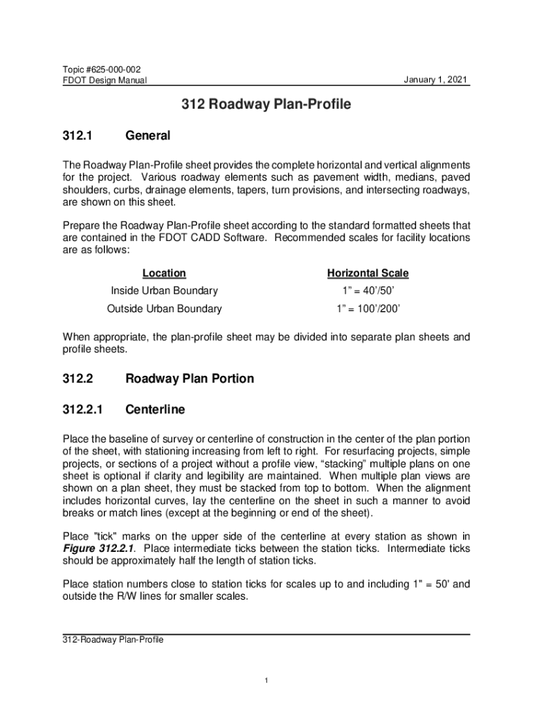 Fillable Online The Roadway Plan-Profile sheet provides the complete ...
