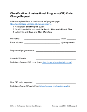 Fillable Online registrar uoregon Classification of Instructional ...
