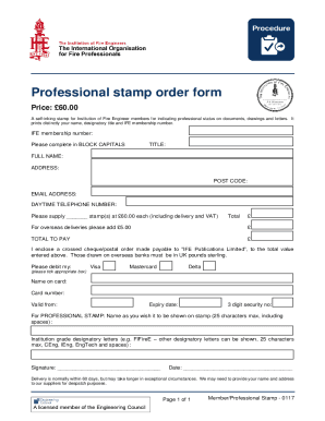 Fillable Online Professional stamp order form - Institution of Fire ...