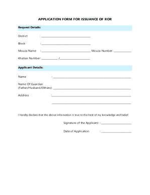 Fillable Online APPLICATION FORM FOR ISSUANCE OF ROR Fax Email Print ...