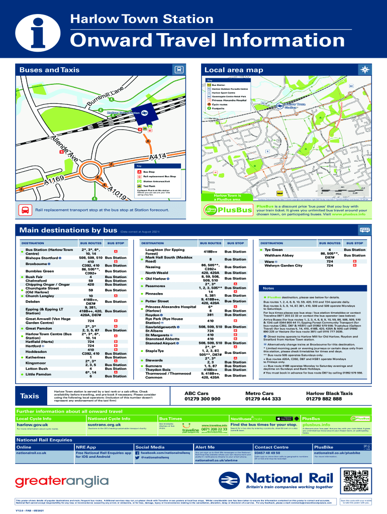 Fillable Online Harlow Town Station - Local area map Buses and Taxis ...