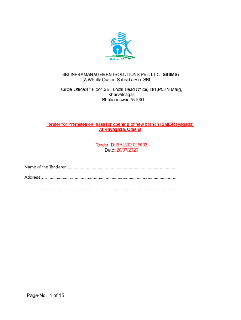 Fillable Online PREMISES REQUIRED ON LEASE BASIS (Technical Bid) - SBI ...