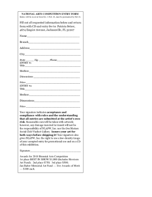 Fillable Online National Arts Competition Entry Form Fax Email Print ...