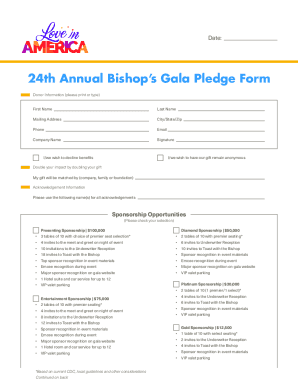 Fillable Online 24th Annual Bishop's Gala Pledge Form Fax Email Print ...