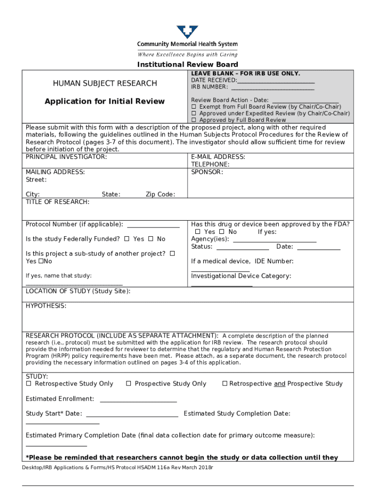 What to Expect During the IRB Review Process Doc Template | pdfFiller