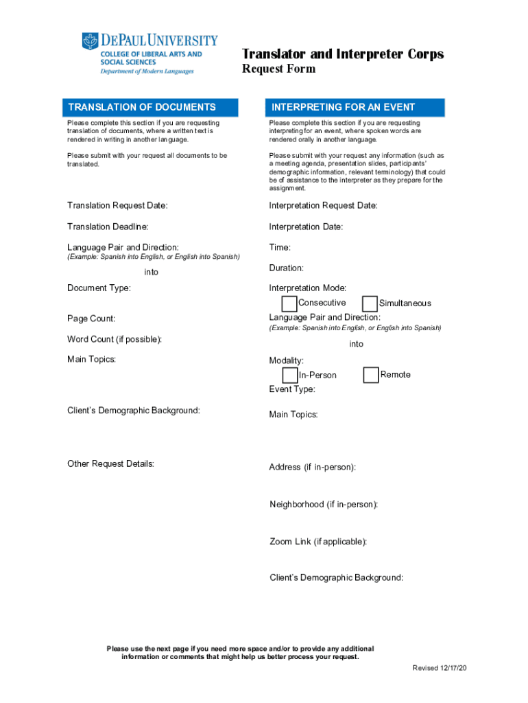 Fillable Online las depaul Request an interpreter or translation ...