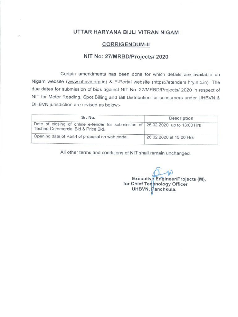 Fillable Online uhbvn org Technical Specs - Uttar Haryana Bijli Vitran Nigam(UHBVN) Fax Email ...