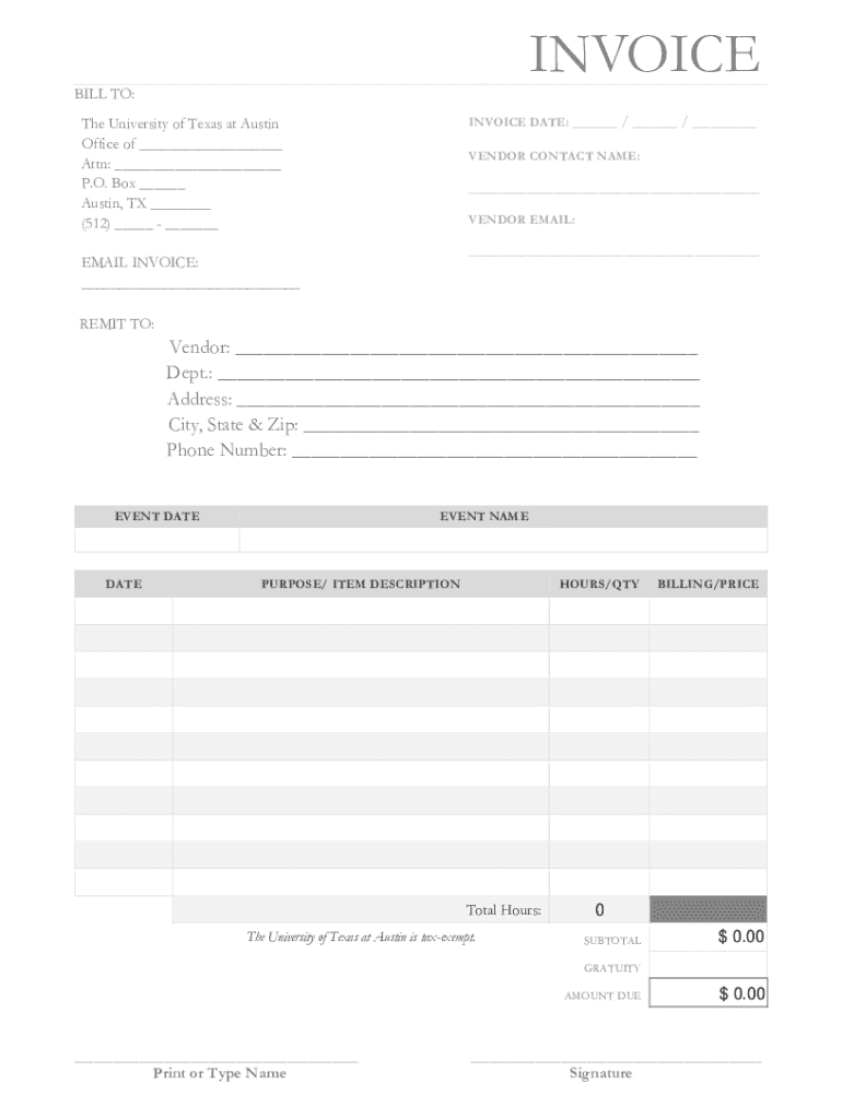 Fillable Online wikis utexas Service invoice (Garamond Gray design ...