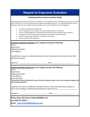 Fillable Online Ergonomic Assessment Request Form Fax Email Print ...
