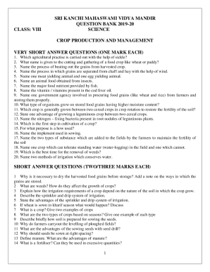 Fillable Online Crop Production and management Class 8 Worksheet with ...