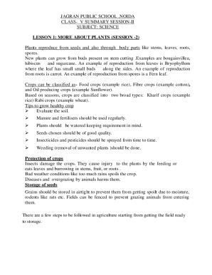 Fillable Online Class - 5 Subject - Science Chapter - 1 Plants Around ...