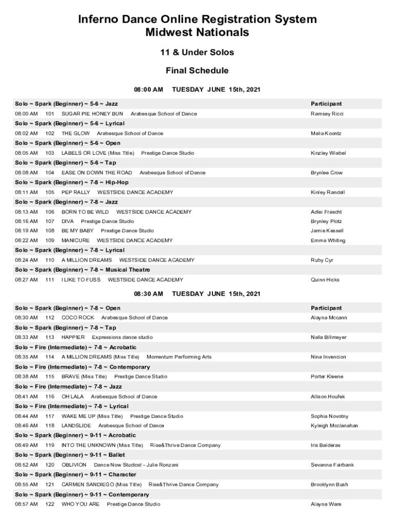 Fillable Online Inferno Dance Online Registration System Midwest ...