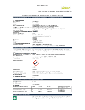 Fillable Online SAFETY DATA SHEET Product Name: Klea 410A Revision ... Fax Email Print - pdfFiller