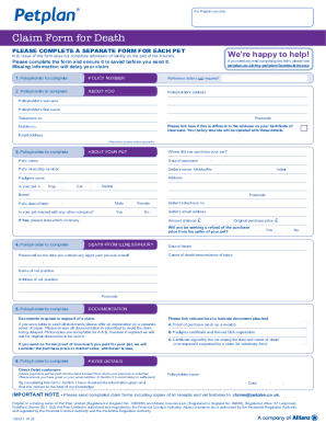 Fillable Online Claim Form for Death Fax Email Print - pdfFiller