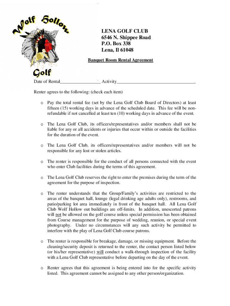 Fillable Online Banquet Hall Rental Agreement.doc Fax Email Print ...