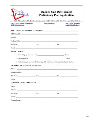 Fillable Online Planned Unit Development Preliminary Plan Application ...