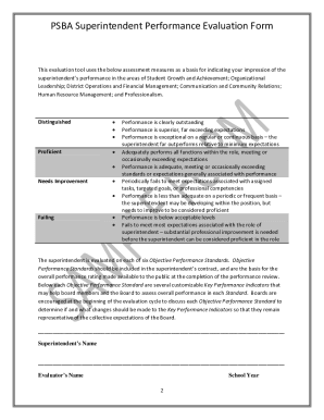 Fillable Online PSBA Superintendent Performance Evaluation Form - ncasd ...