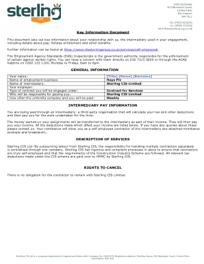 Fillable Online Dear Example worker, Key Information Document Please ...