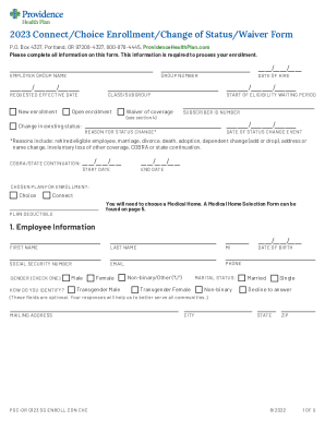 Fillable Online 2023 Connect/Choice Enrollment/Change of Status/Waiver ...