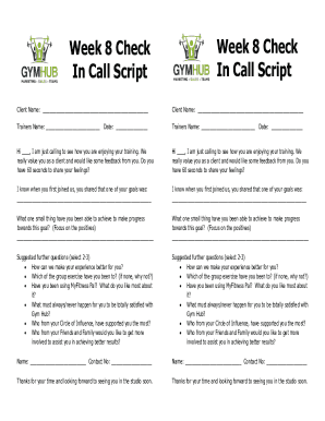 Fillable Online Week 8 Check In Call Script Fax Email Print - pdfFiller