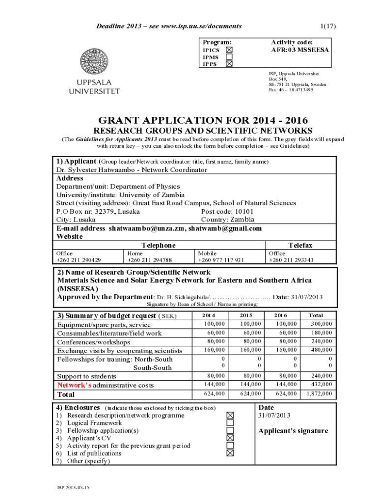 Fillable Online ISP Reference Groups - International Science Programme ...
