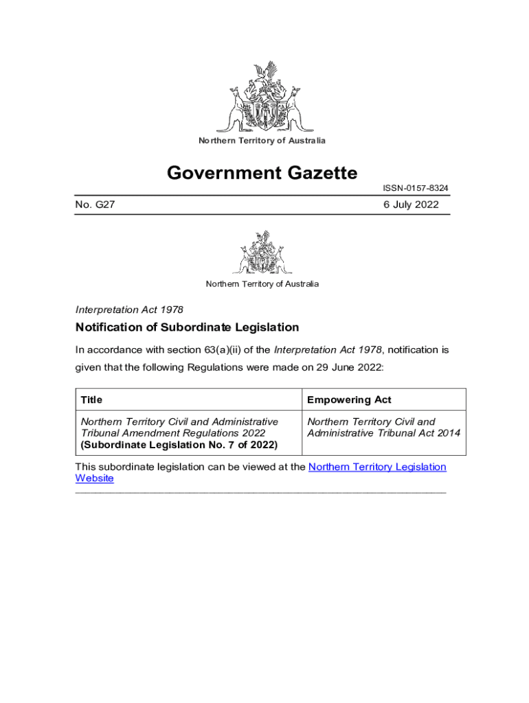 Fillable Online nt gov Interpretaion-Act.pdf - Northern Territory ...