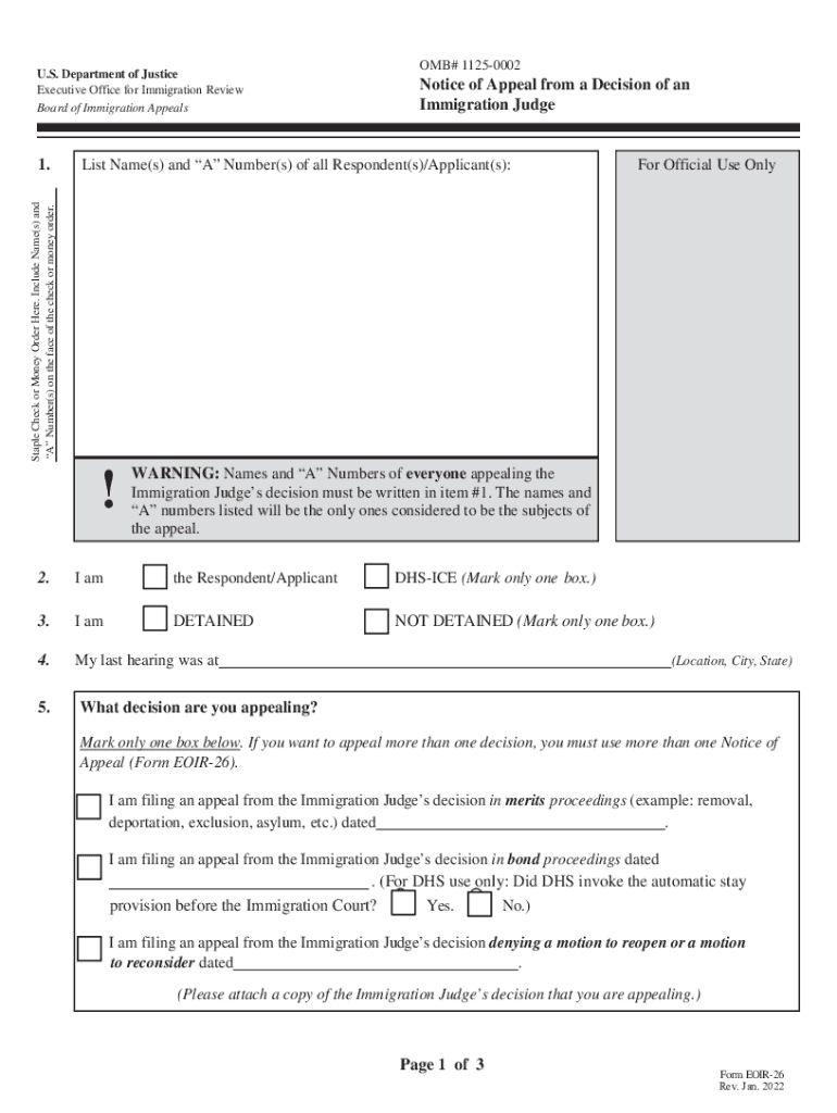 Fillable Online Form EOIR 26 Fax Email Print - pdfFiller