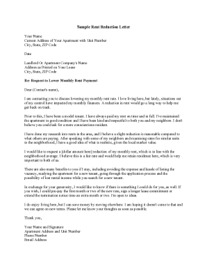 Fillable Online Sample Commercial Rent Reduction Request Letter Pdf Fax ...