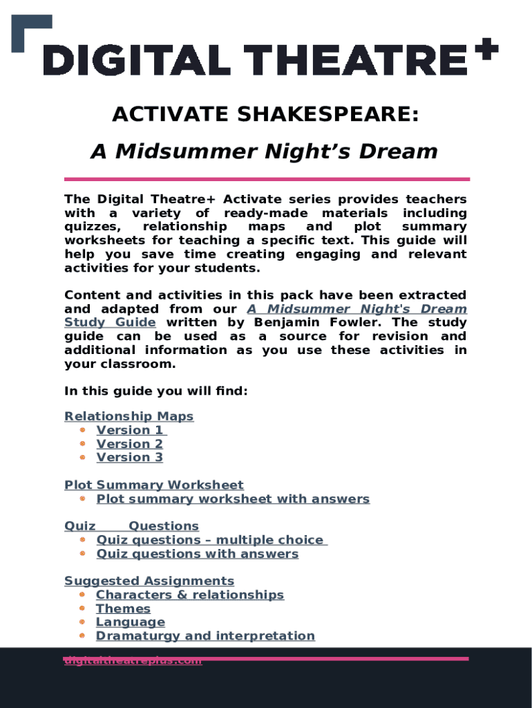 Results for a midsummer nights dream worksheet - TPT Doc Template ...