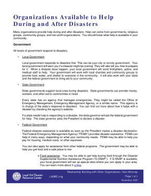 Fillable Online Organizations Available to Help During and After ...