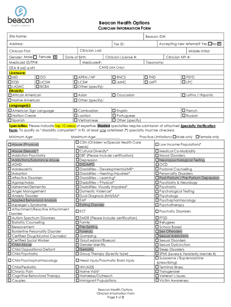 Fillable Online Forms - Beacon Health Options Fax Email Print - pdfFiller