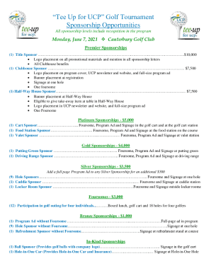 Fillable Online Sample Golf Fundraiser Sponsorship Packages ...