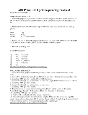 Fillable Online ABI Prism 310 Cycle Sequencing Protocol Fax Email Print ...