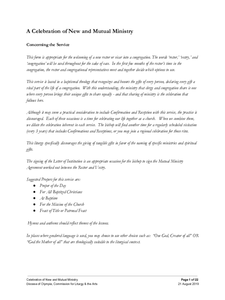 Fillable Online A Guide to Conducting a Mutual Ministry Review ...