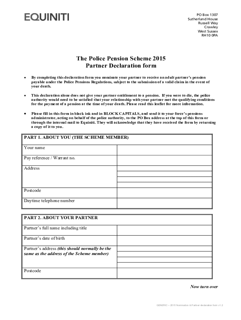 Fillable Online Forms for members of the Police Pension Scheme Fax ...