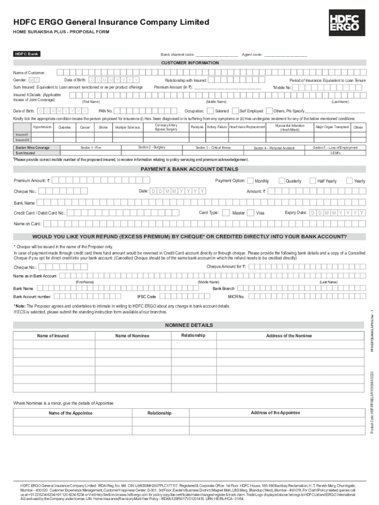 Fillable Online Motor Insurance Claim Form - HDFC Ergo Fax Email Print - pdfFiller