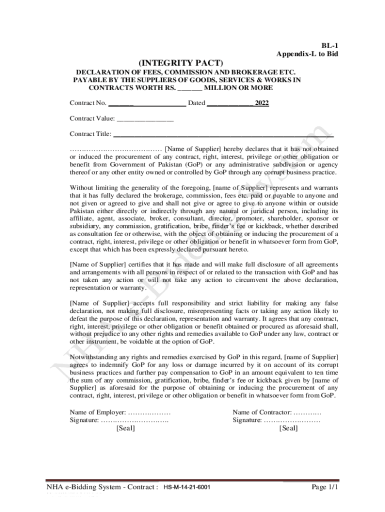 Fillable Online Appendix C - Sample Integrity Pact Fax Email Print - pdfFiller