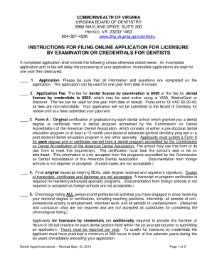 Fillable Online Dentistry License Application and Instruction Sheet Fax ...
