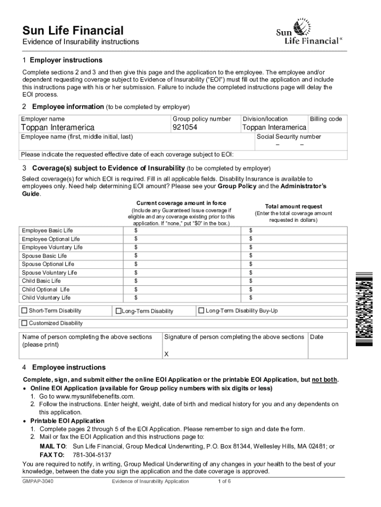 Fillable Online Sun Life and Health Insurance Company (US) - Evidence ...